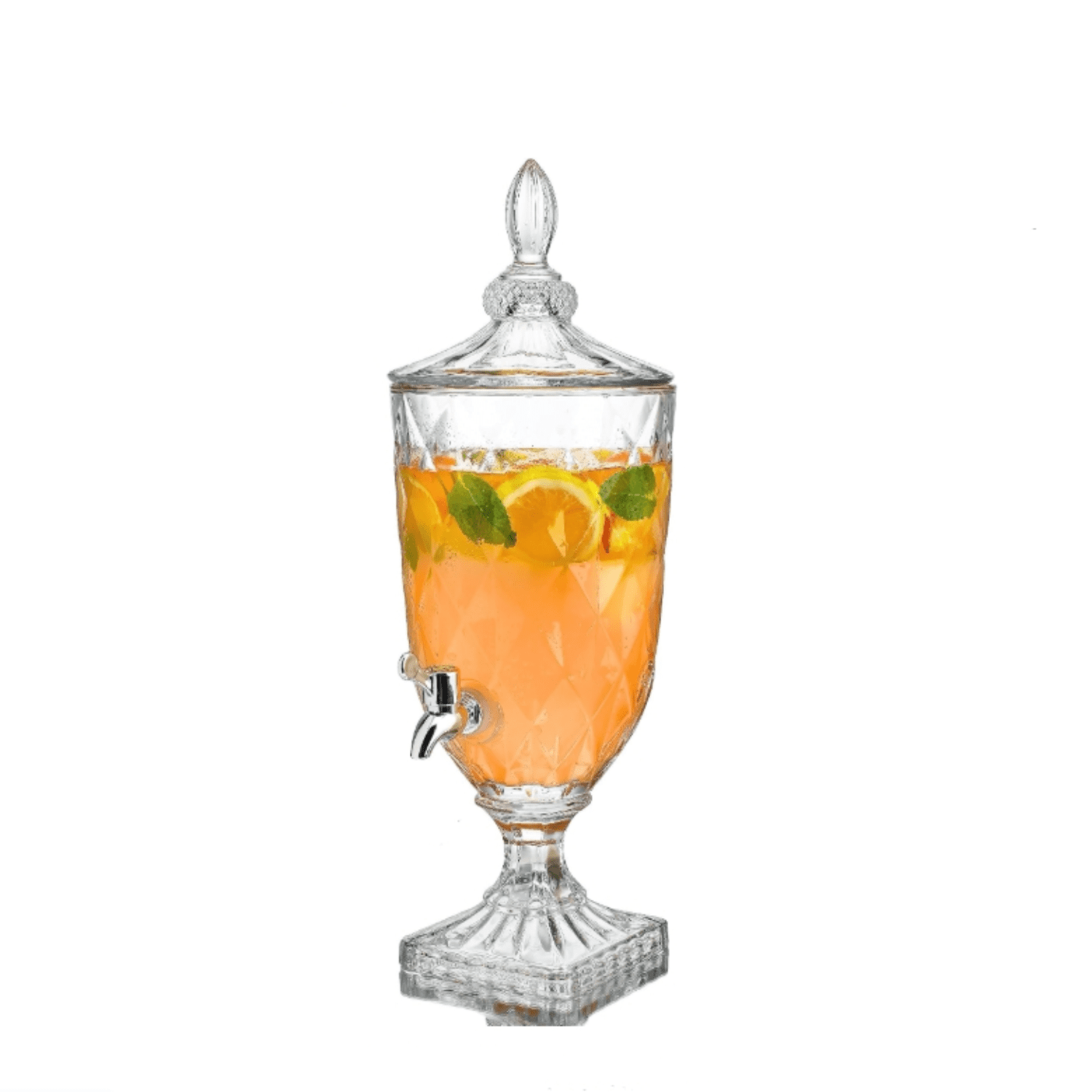 Glass Drink Dispenser for Parties with Spigot Glass Iced Beverage ...