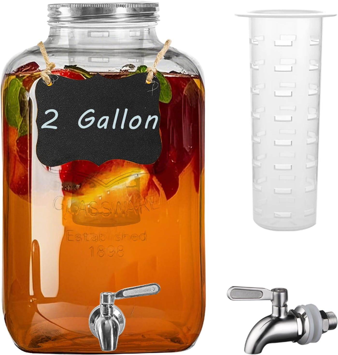 Glass Drink Dispenser with Stand,Pack Glass Beverage Dispenser with ...