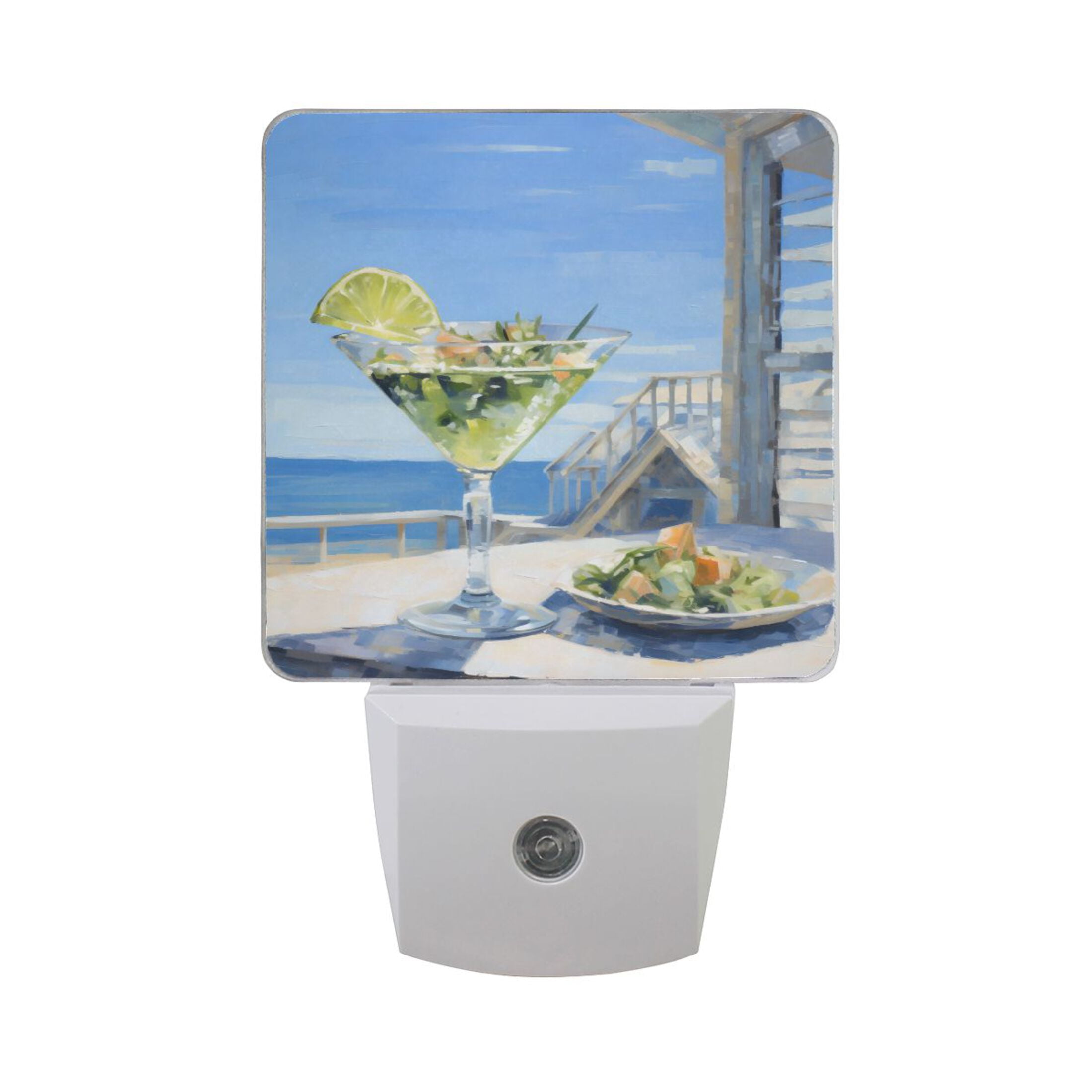 Glass Drink and Fruits LED Night Light Dusk to Dawn Sensor 2 Pack Plug ...