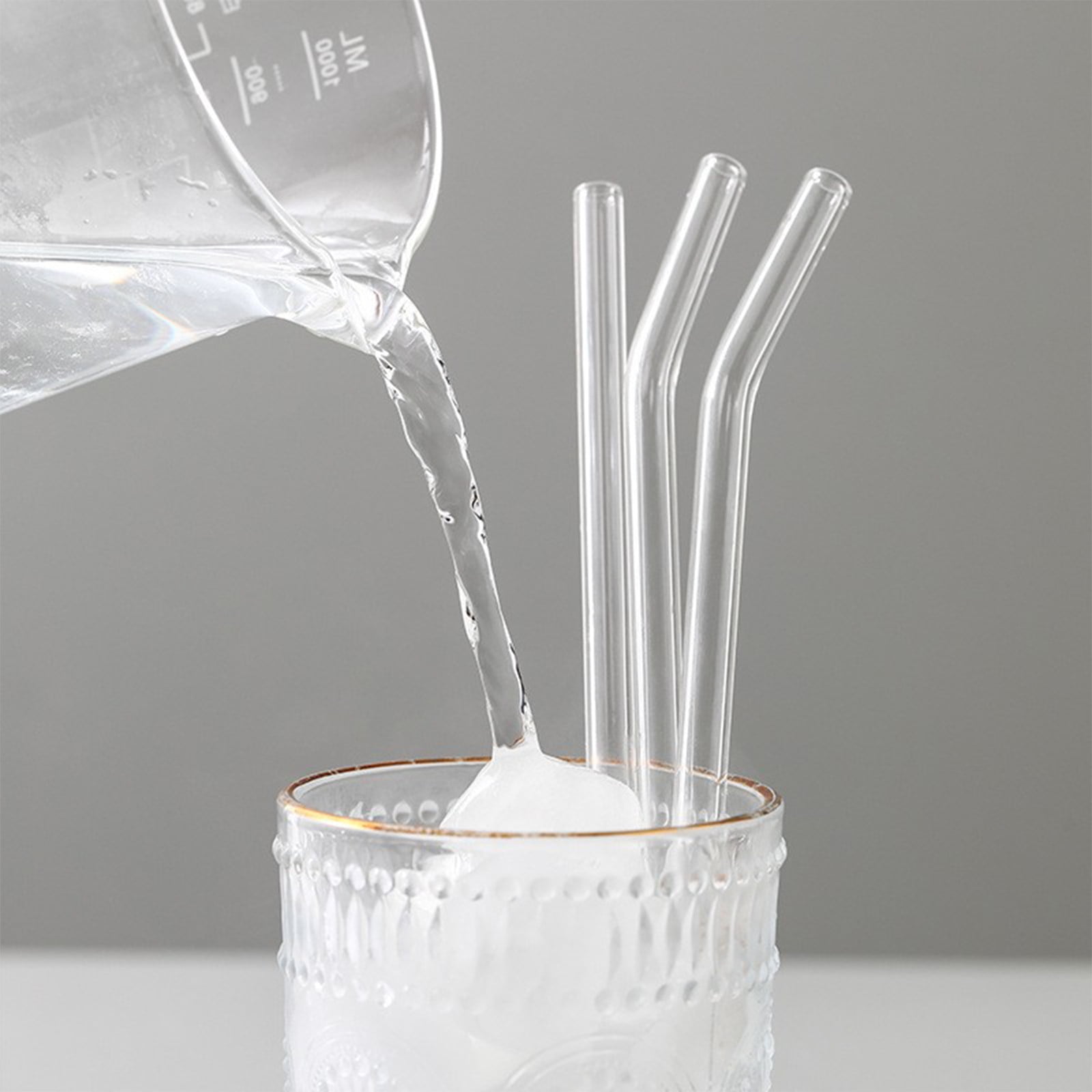 Glass Drinking Straw Set | Transparent Borosilicate Glass | Anti ...