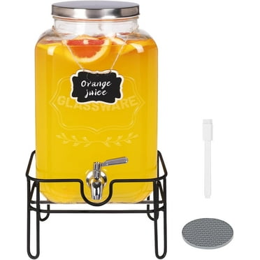 Style Setter, Round, Beck Clear Glass Beverage Dispenser with Stand and ...