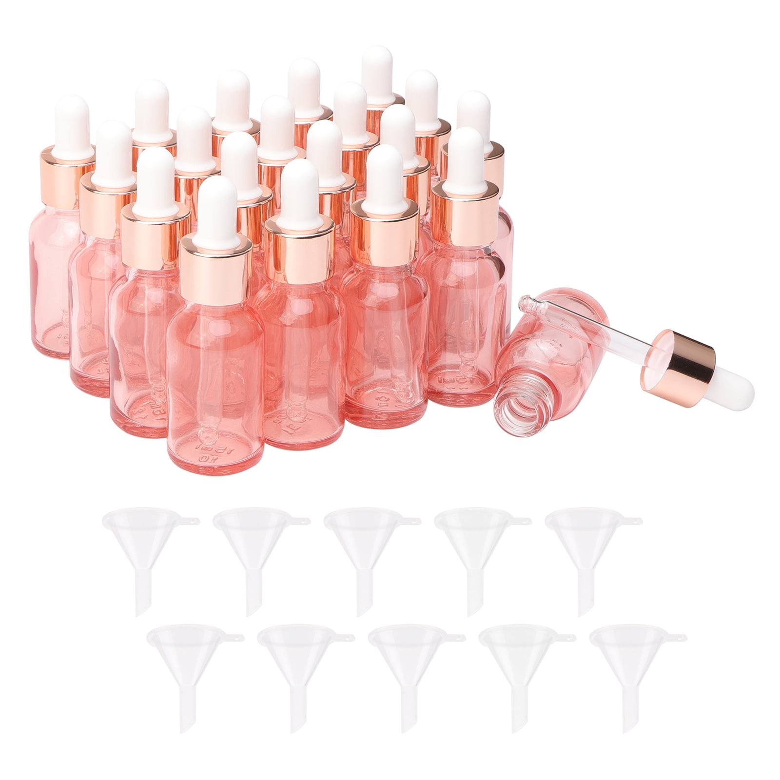 Glass Dropper Bottles, 1/2Oz 15ml 20PCS Pink Glass Sample Dropper Tincture Bottles Vials with ...