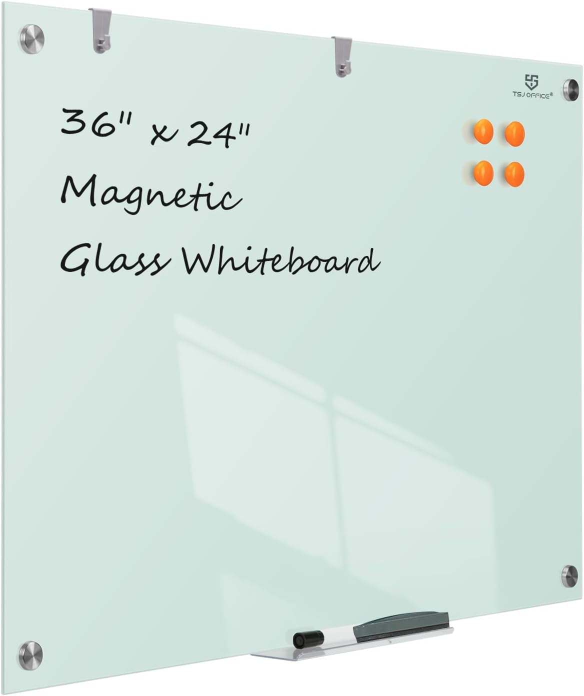 Glass Dry-Erase Board - 36 x 24 Inches Wall Mounted Whiteboard with ...