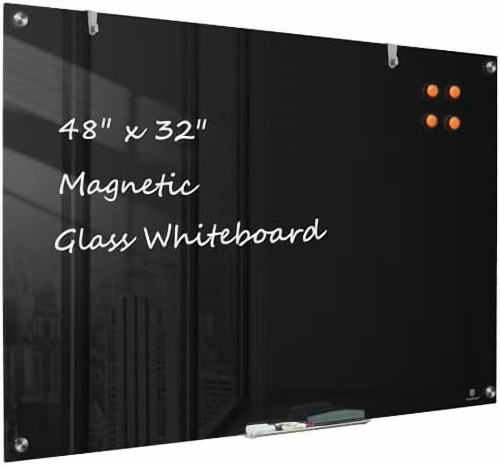 Glass Dry-Erase Board - 48 x 32 Inches Wall Mounted Black Glass ...