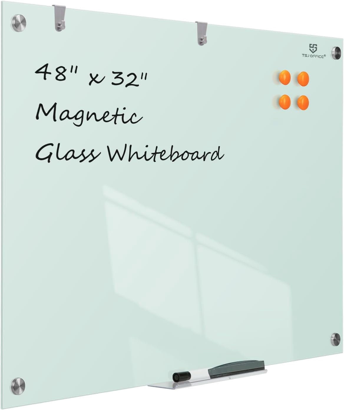 Glass Dry-Erase Board - 48 x 32 Inches Wall Mounted Glass Magnetic ...