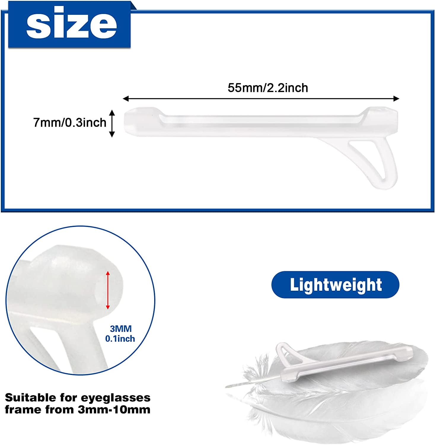 Glass Ear Grips, 6 Pairs Glasses Ear Cushion with hook Anti Slip ...