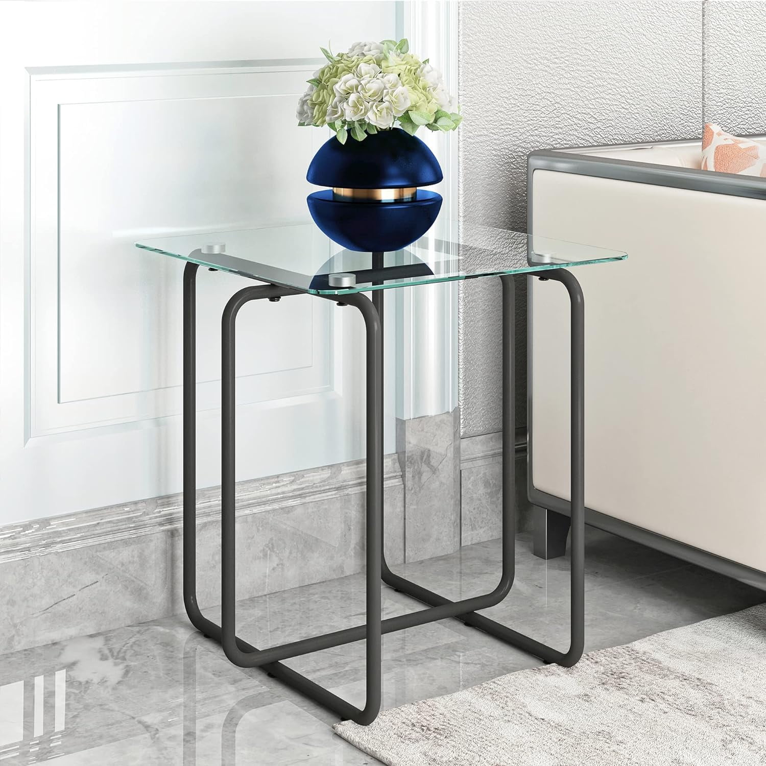 Glass End Table Modern Sofa Side Tables Small Coffee Table for Living ...