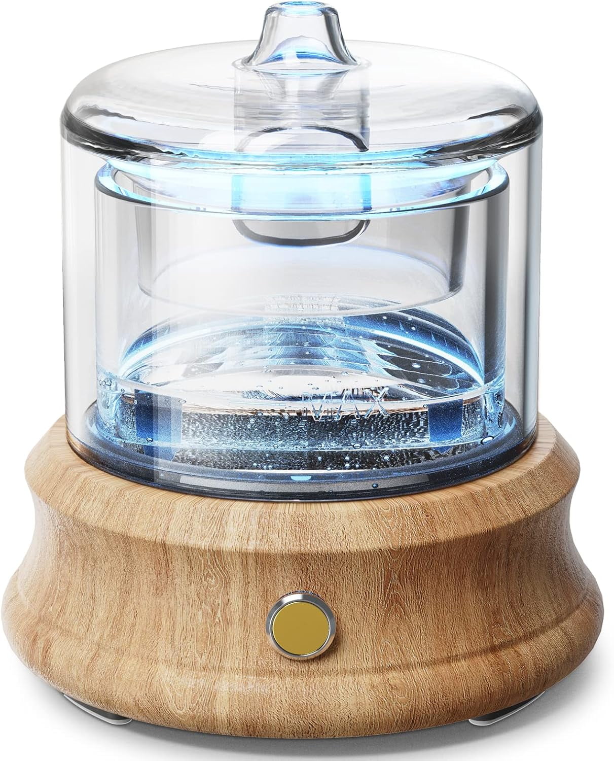 Glass Essential Oil Diffuser, 80ML Small Glass Reservoir Natural Wood ...