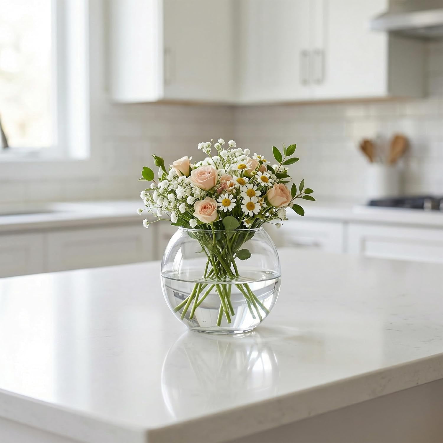 Glass Fish Bowl, Decorative Glass Bowl, Round Vase for Flowers and ...