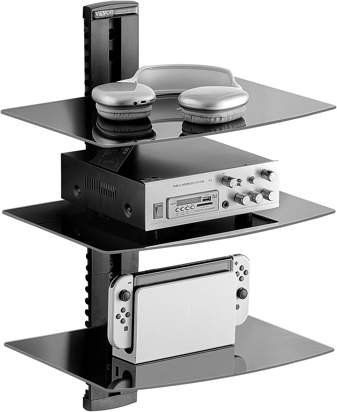 Glass Floating Shelves, Holds up to 18 lbs, TV Wall Mount with ...