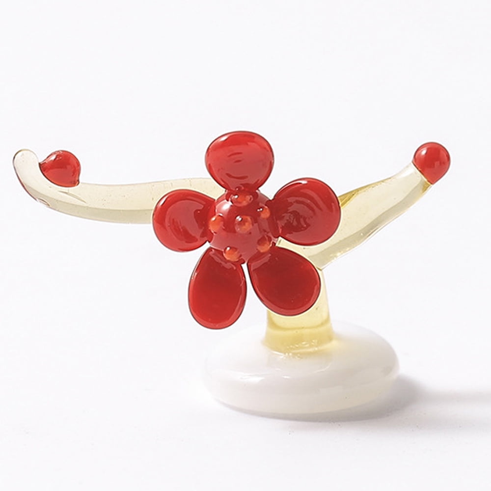Glass Flower Figurine Collectibles Small flower Ornament Paperweight ...