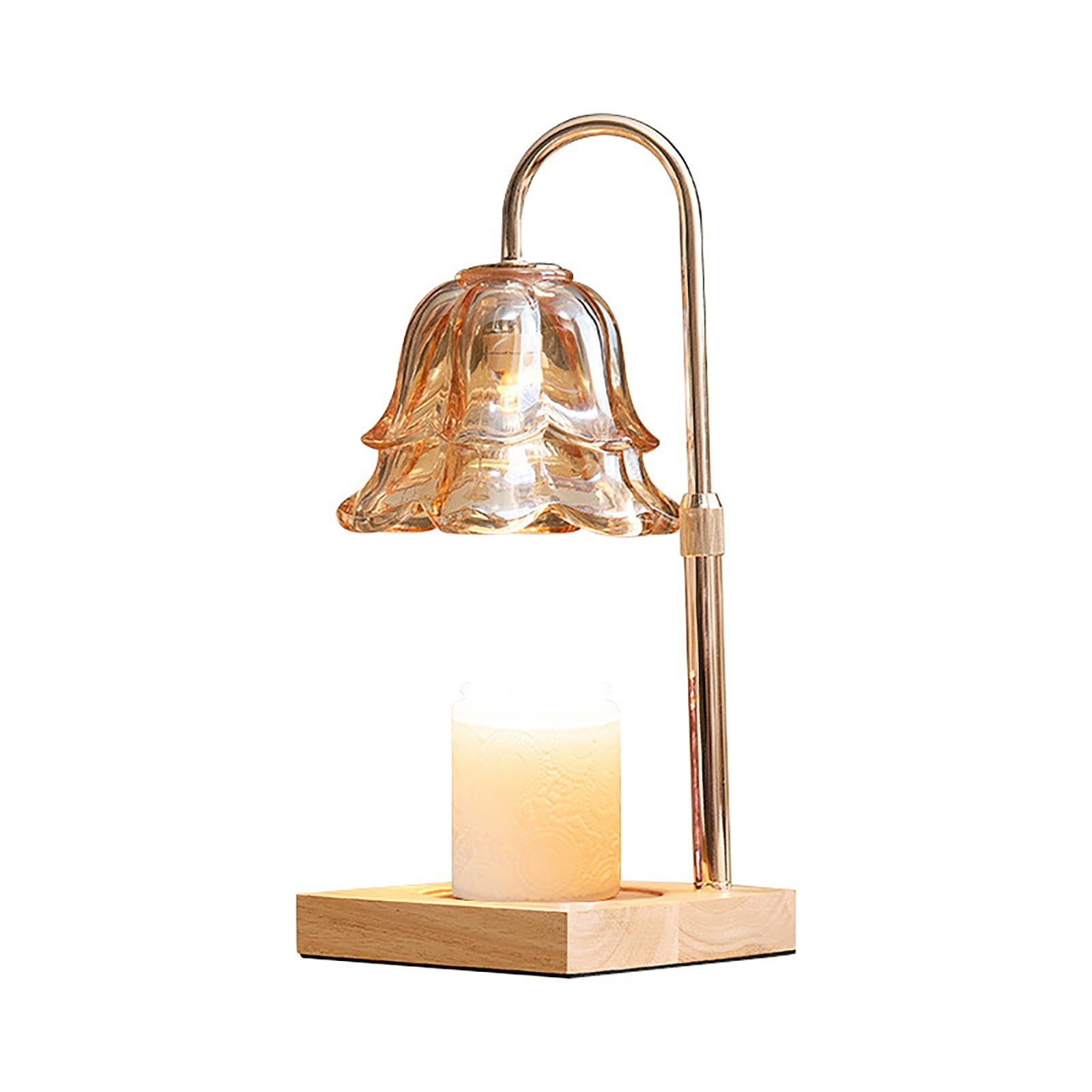 Glass Flower Lampshape Candle Warmer Lamp with Adjustable Height, Wax ...