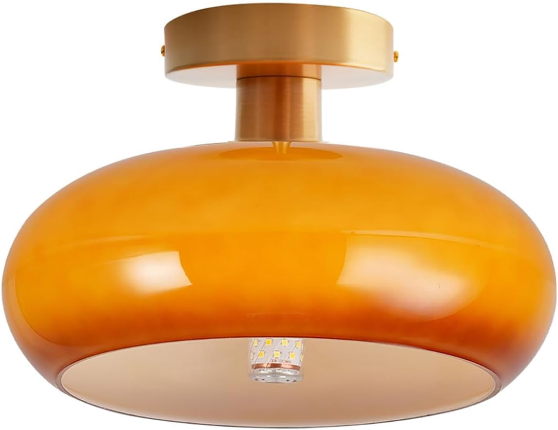 Glass Flush Mount Ceiling Light Gold Brass Modern Close to Ceiling ...