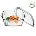 Pasabahce Borcam Oval Glass Casserole Dish with Lid, Safe Ovenware ...