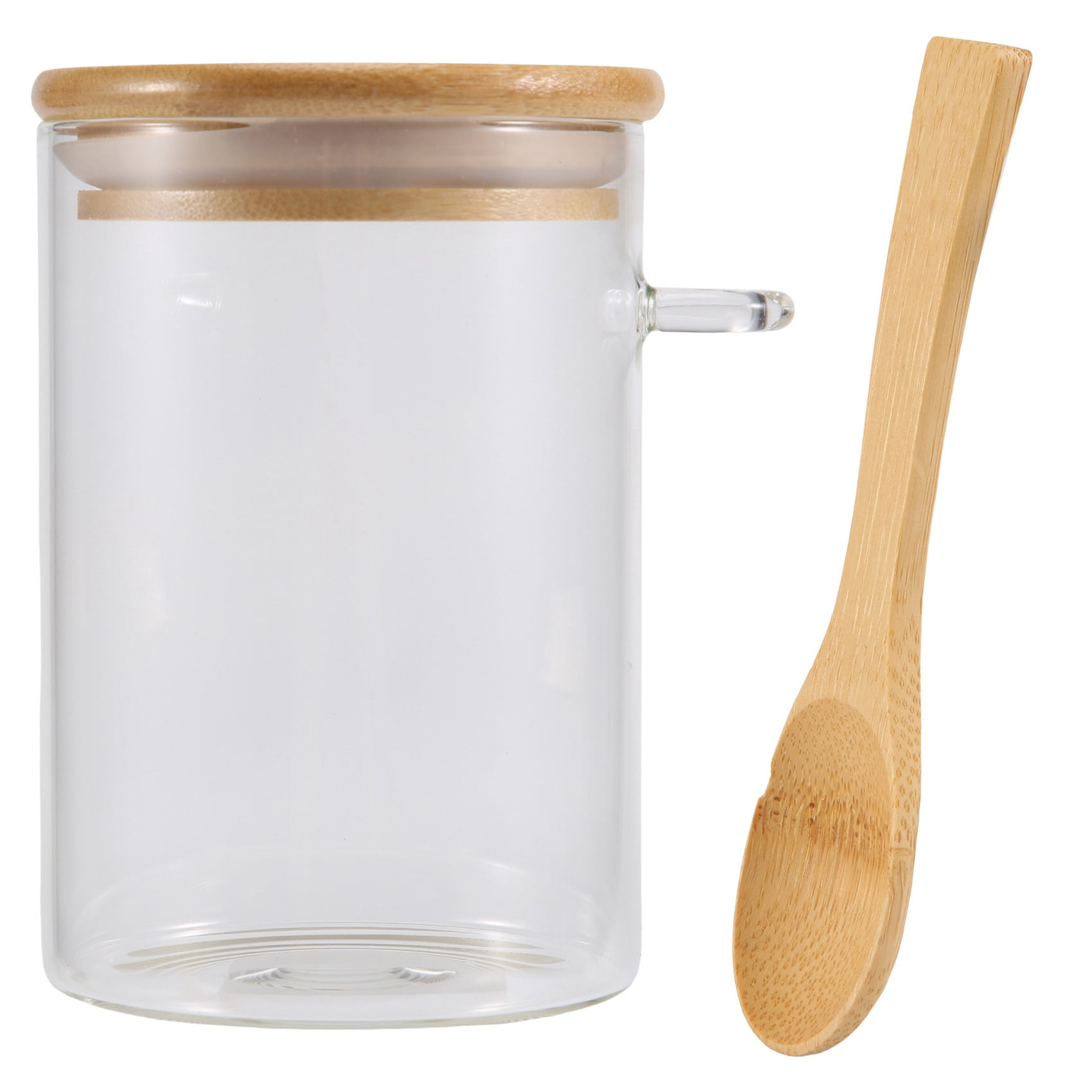 Glass Food Airtight Canister Castor Lid Storage Tank Jar Bamboo ...