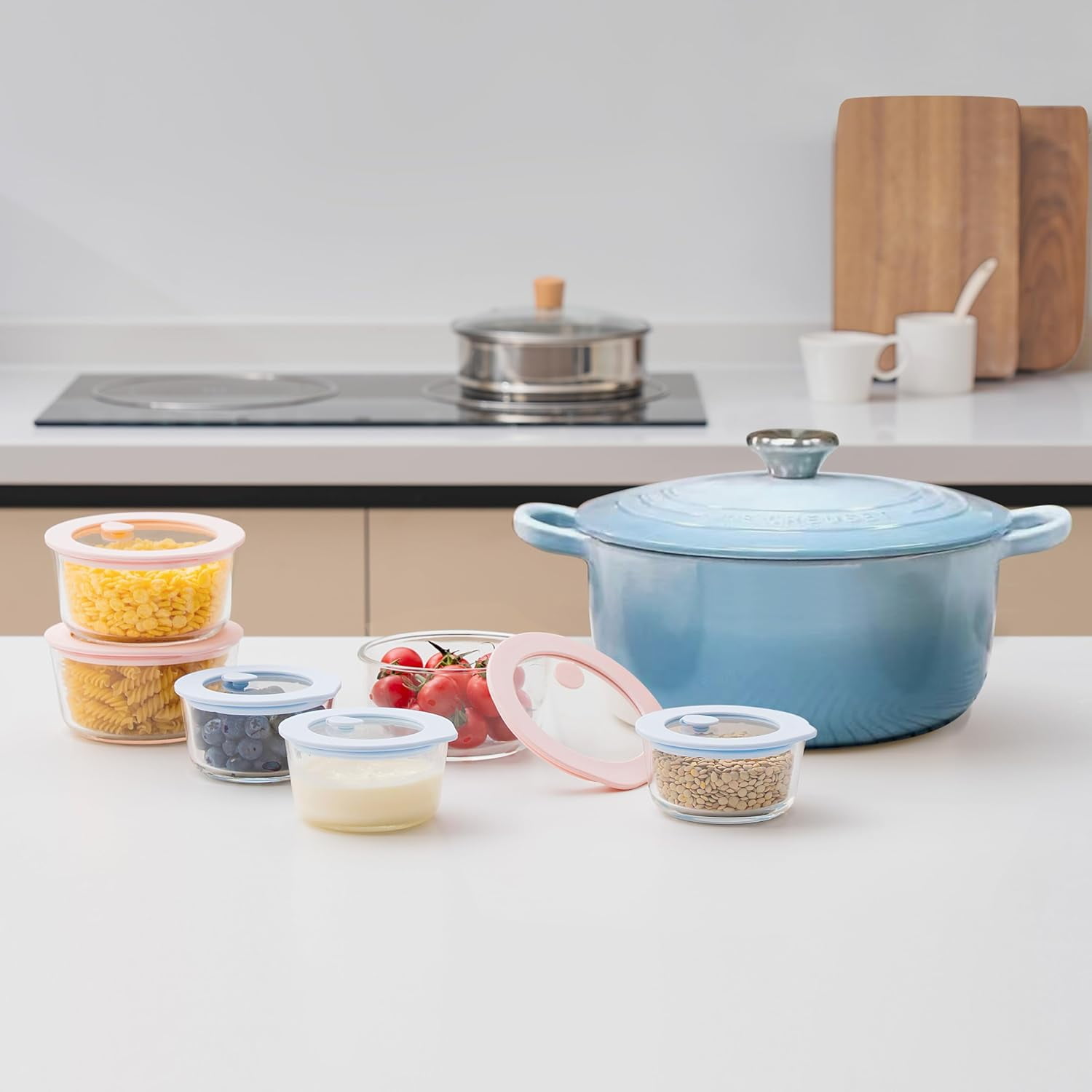 Glass Food Container Set with Glass Lid, 6 Pack, Meal Prep Containers ...