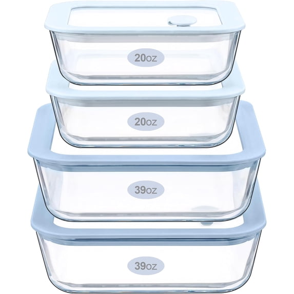 Glass Food Container Set with Glass Lid, Food Storage Containers with ...