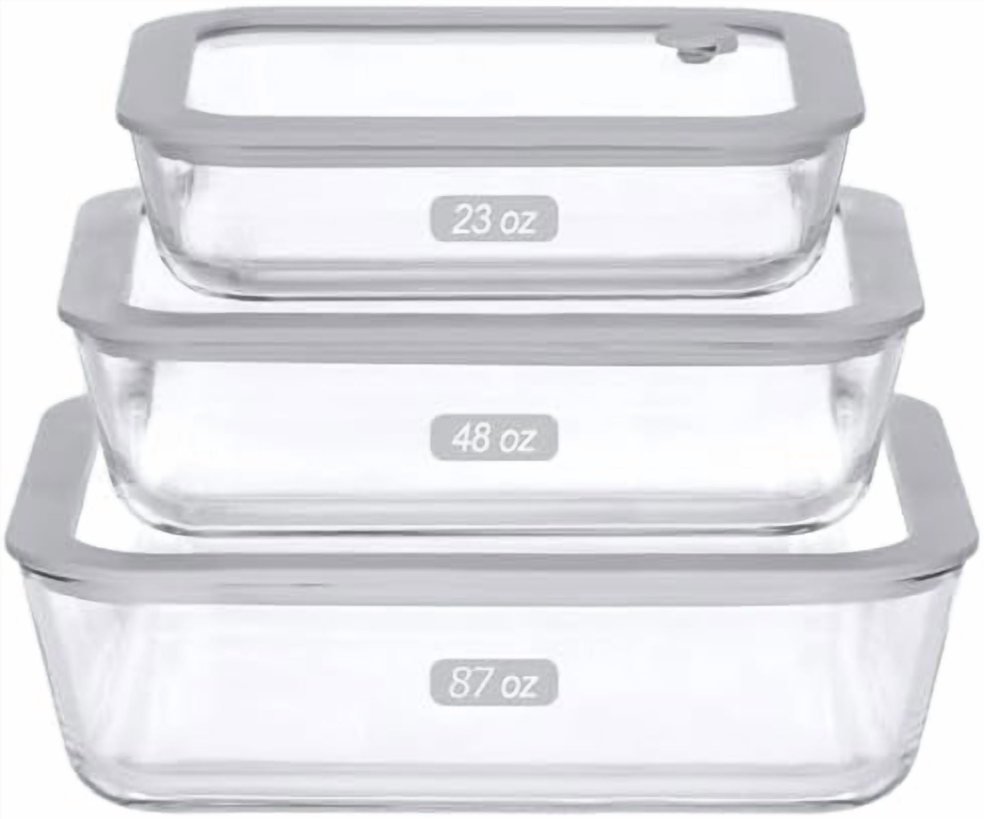 Glass Food Containers with Glass Lid, Microwave Safe Food Storage ...