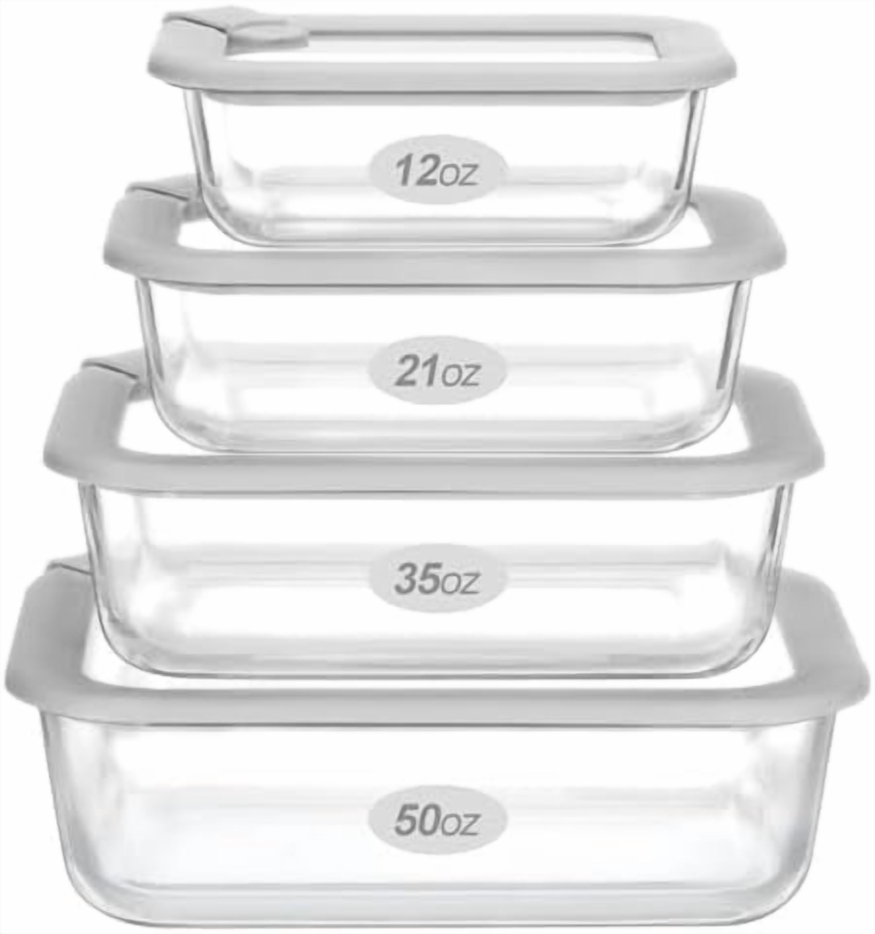 Glass Food Containers with Glass Lid, Microwave Safe Food Storage ...