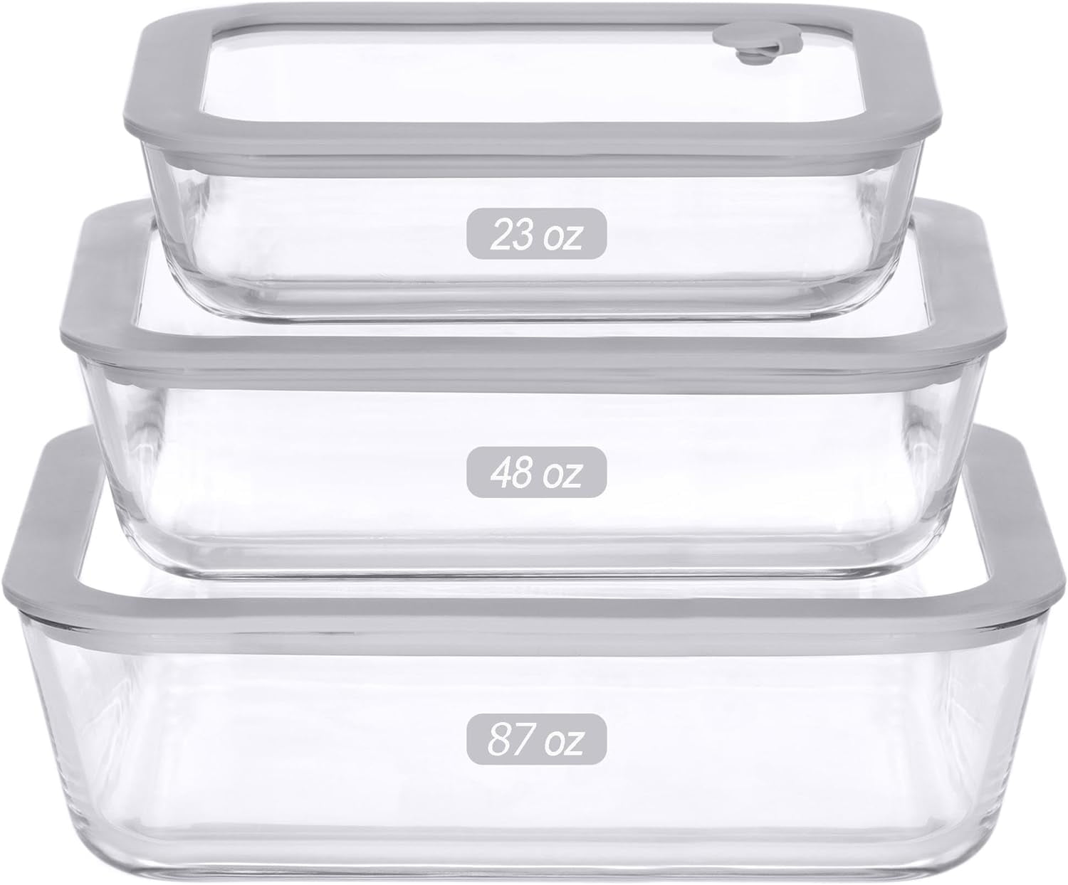 Glass Food Containers with Glass Lid, Microwave Safe Glass Food Storage ...