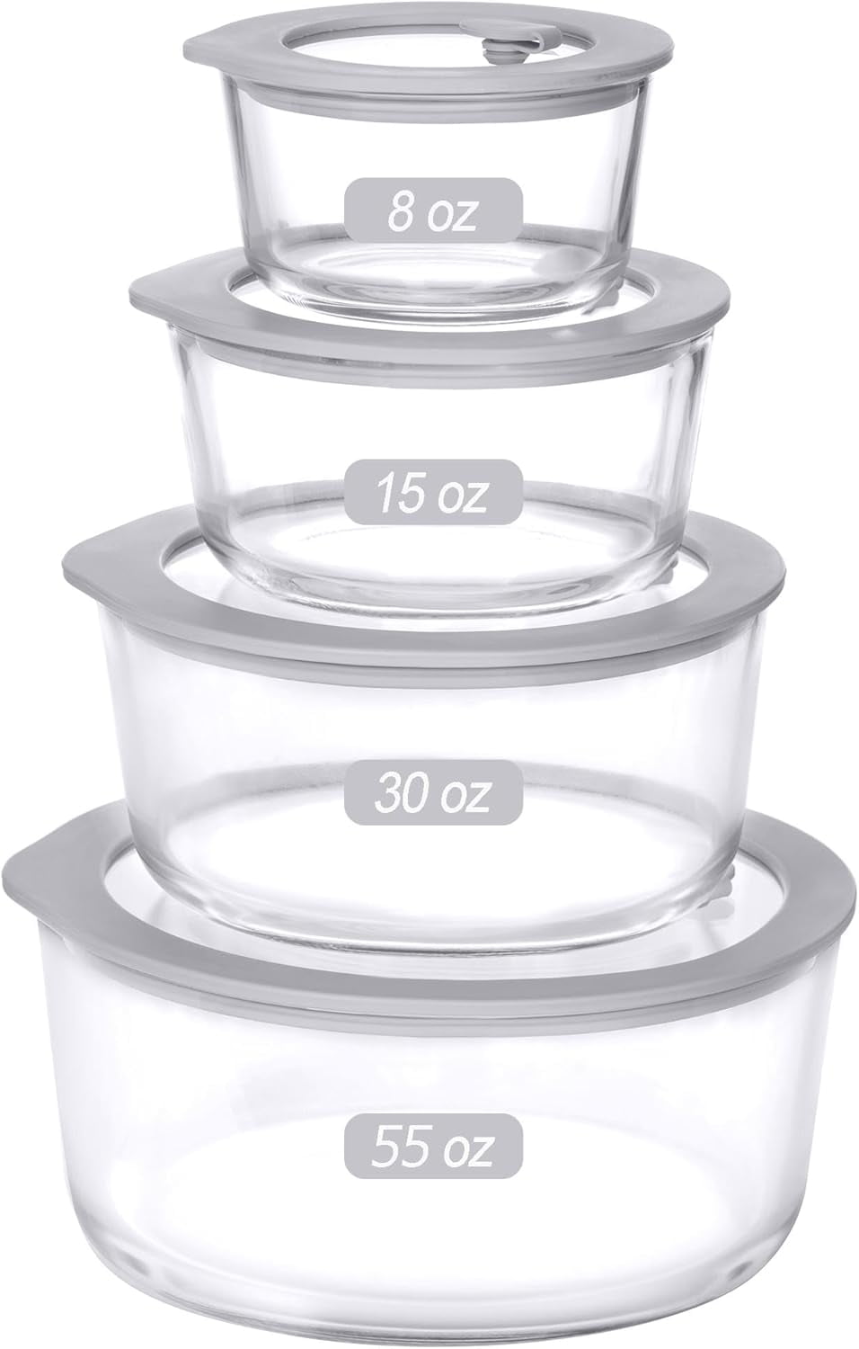 Glass Food Containers with Glass Lid, Microwave Safe Glass Food Storage ...