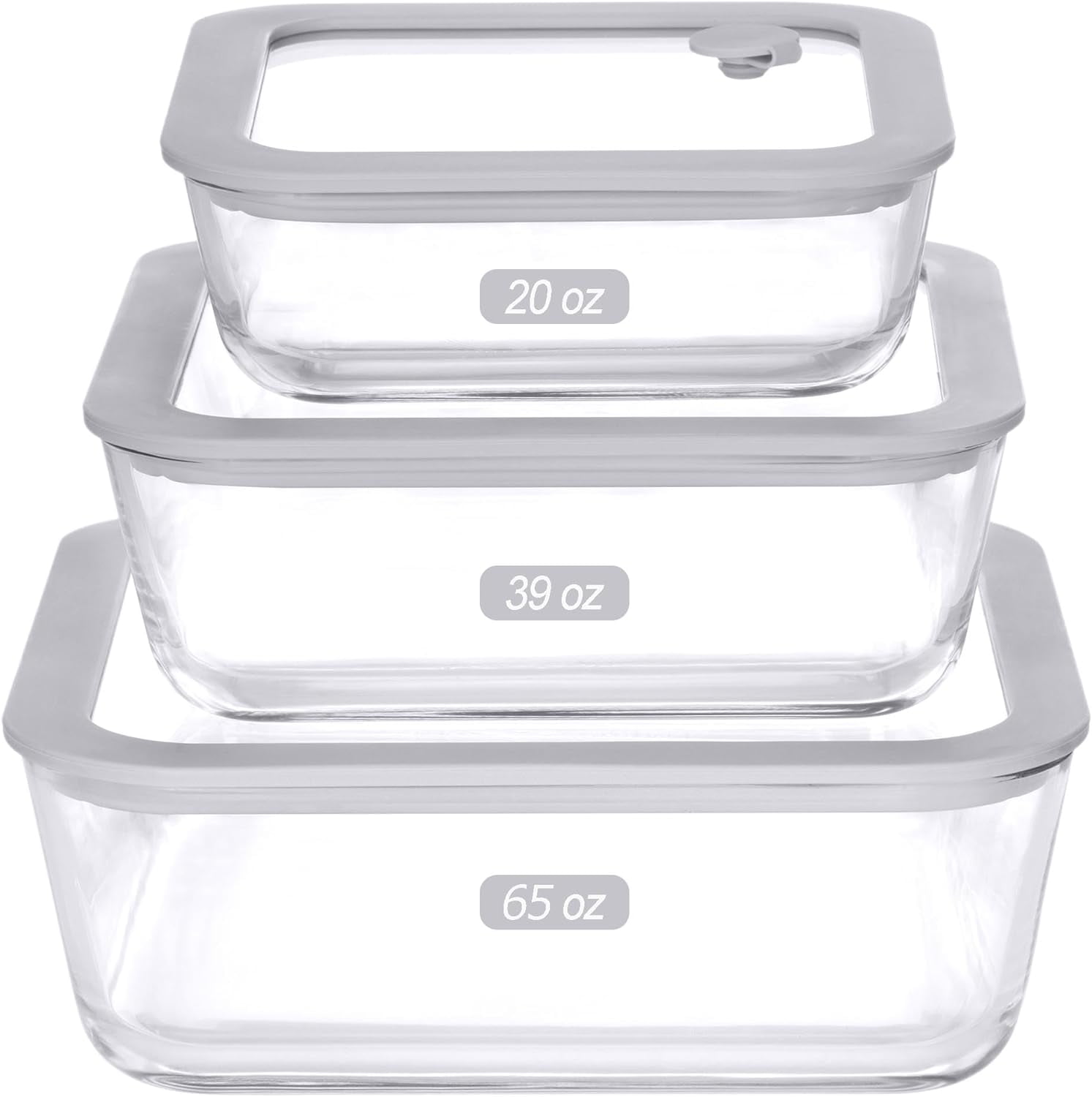 Glass Food Containers with Glass Lid, Microwave Safe Glass Food Storage ...