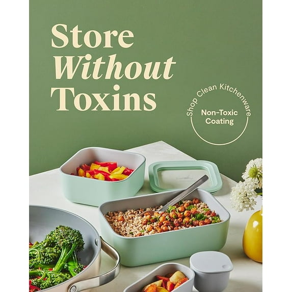 Glass Food Storage, 10 Cup Glass Container,Ceramic Coated Food ...