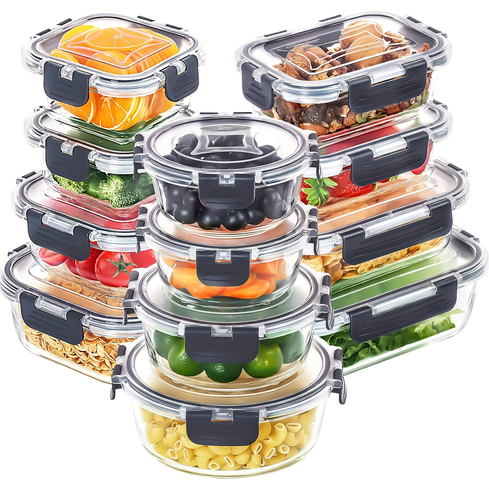 Glass Food Storage Container with Lid, Meal Preparation, Kitchen Storage Container, Lunch Bento ...