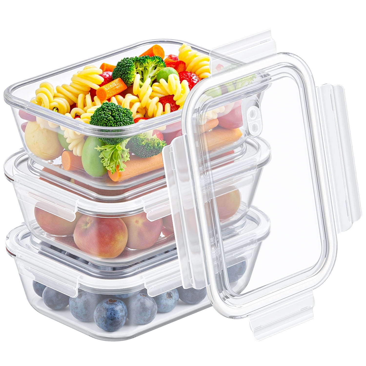 Glass Food Storage Container with Lids, 3 Pack 34 oz Meal Prep ...