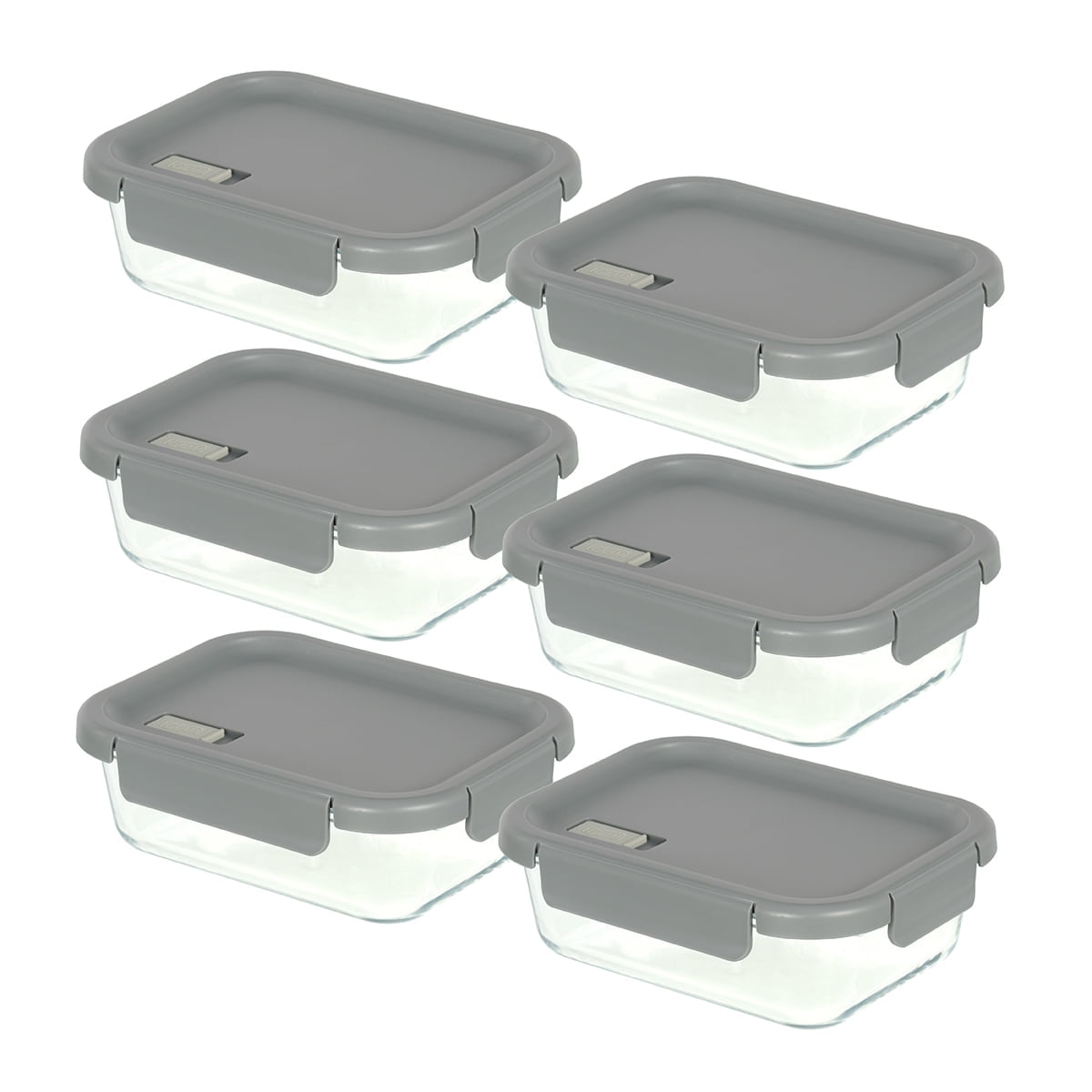 Glad Glass Food Storage Containers with Gray Lid, 1L, 6 Count - Walmart.com
