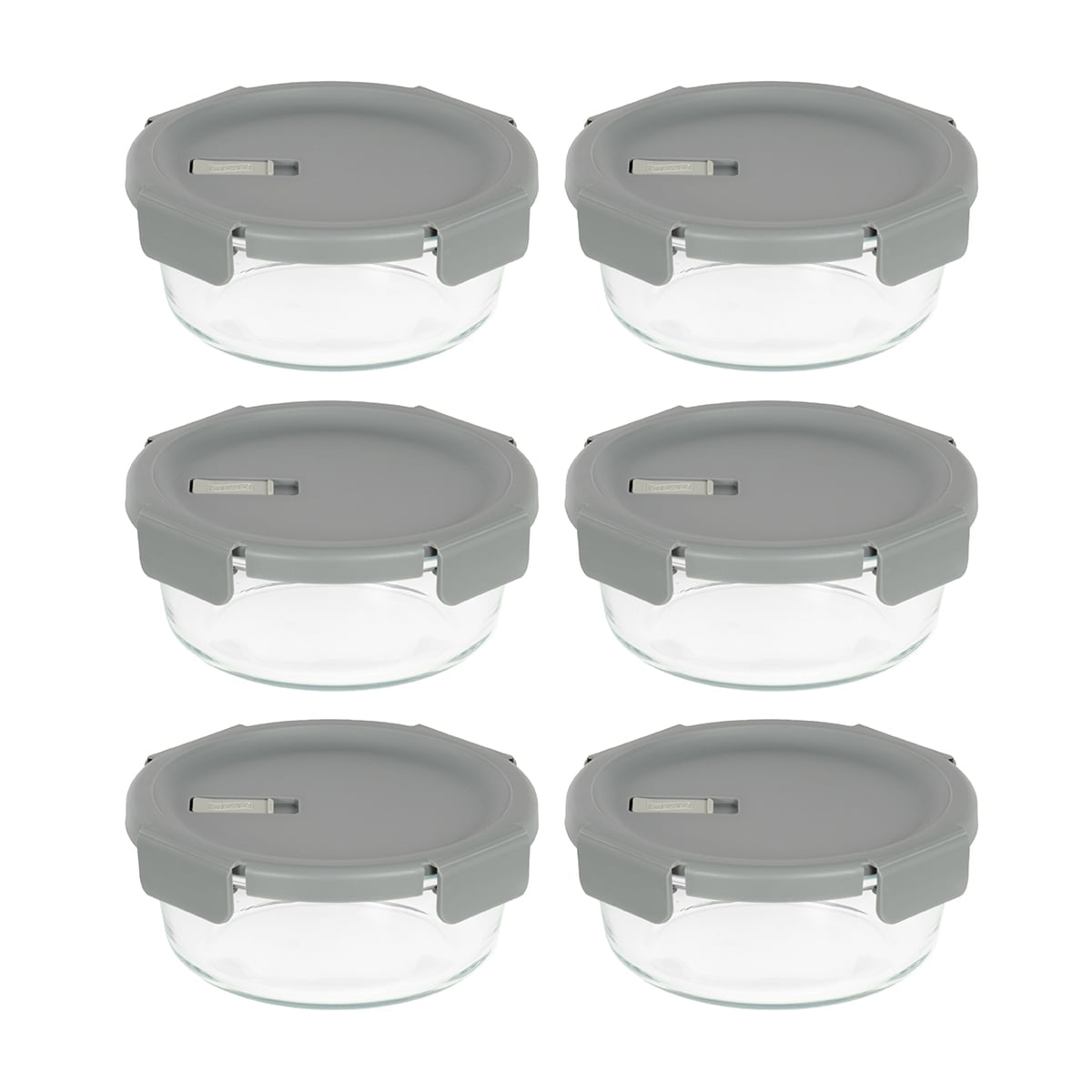 Glad Glass Food Storage Containers with Gray Lid, 950ml, 6 Count - Walmart.com