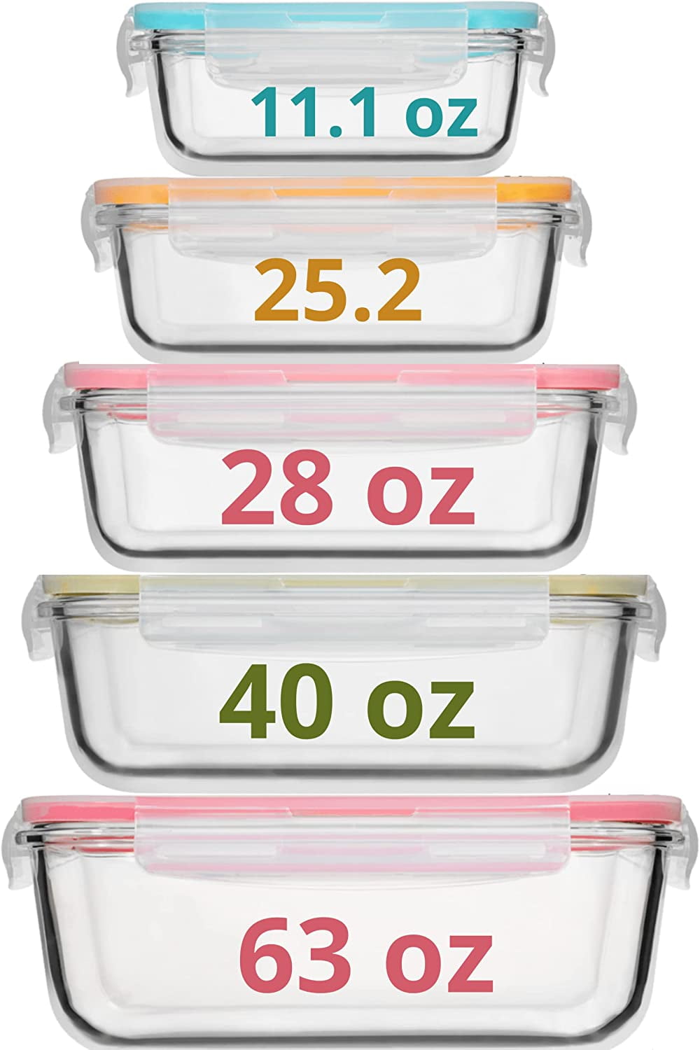 Glass Food Storage Containers 10 Pc, Airtight Glass Storage Containers ...