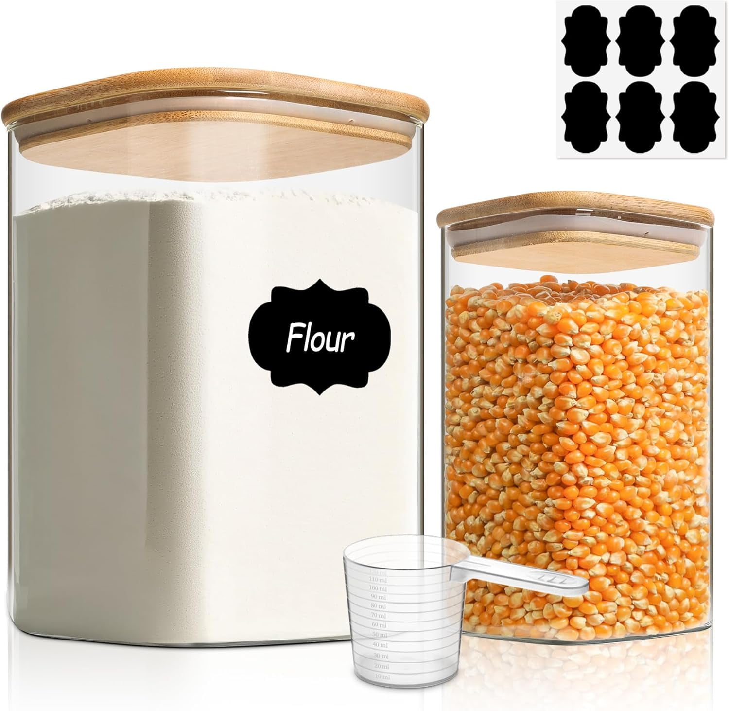 Glass Food Storage Containers, 115/37 oz Glass Flour and Sugar ...