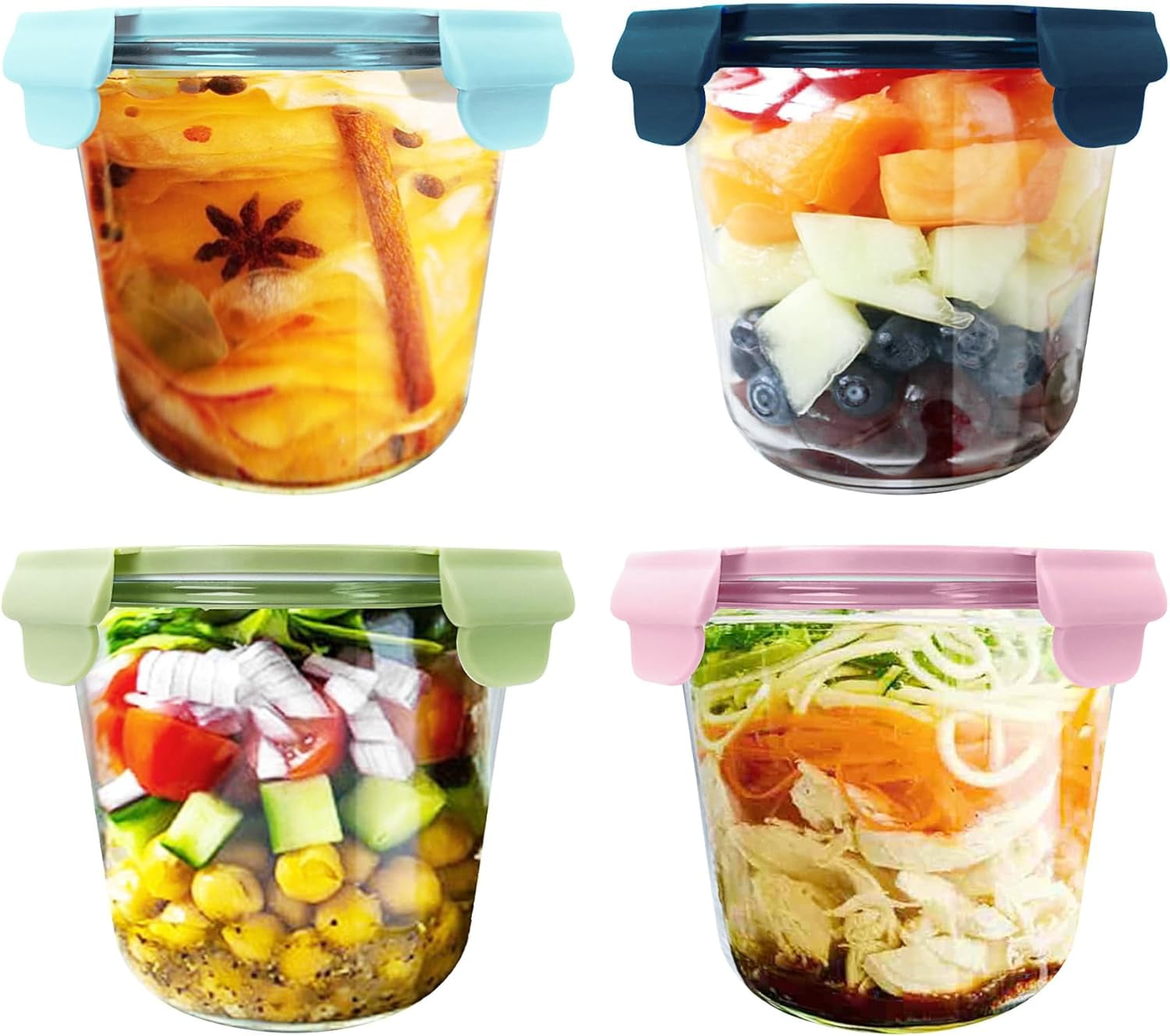 Glass Food Storage Containers, 21 oz Glass Soup Containers with Lids ...