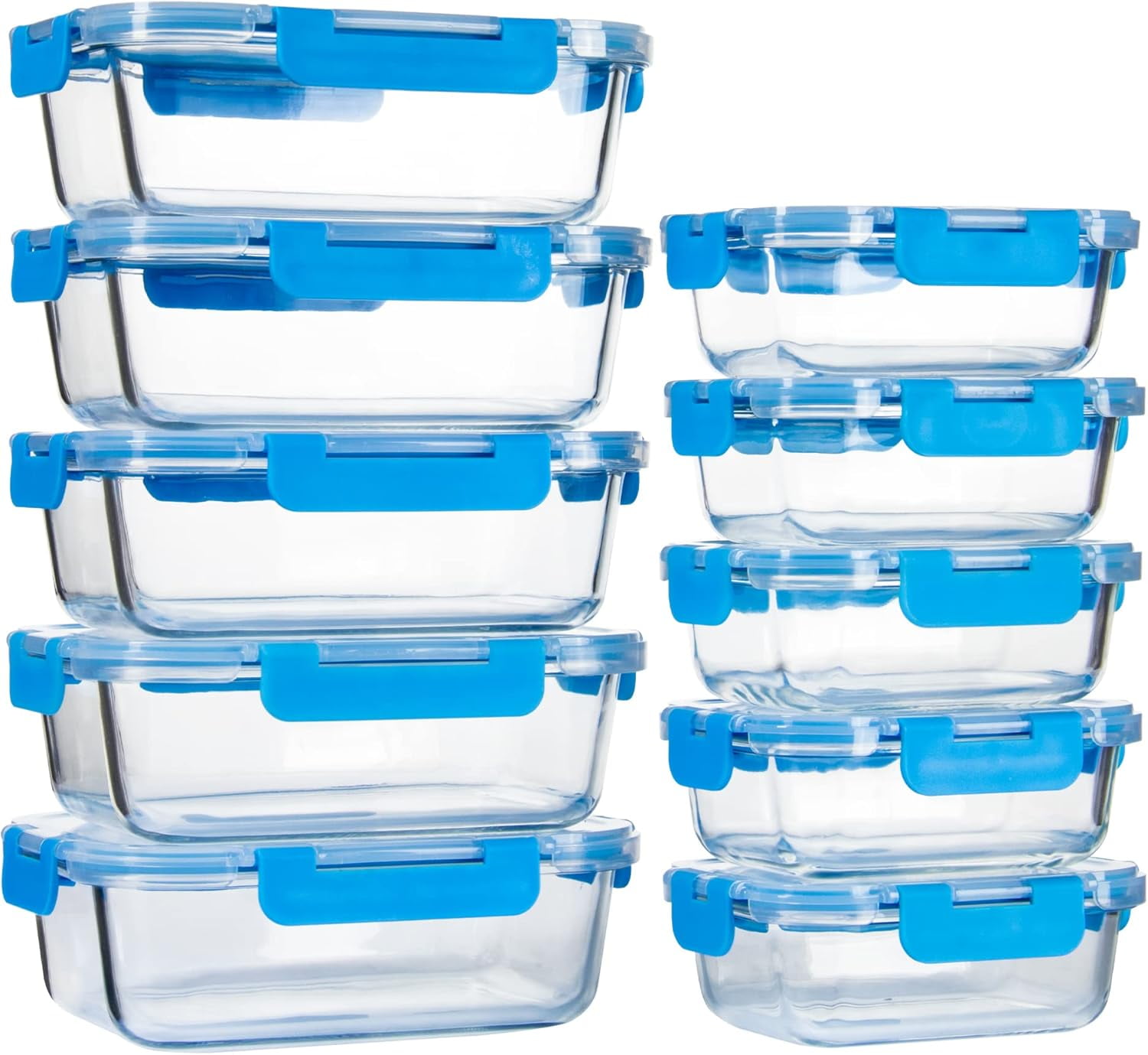 Glass Food Storage Containers with Leak Proof Lids, 10 PACK Airtight ...