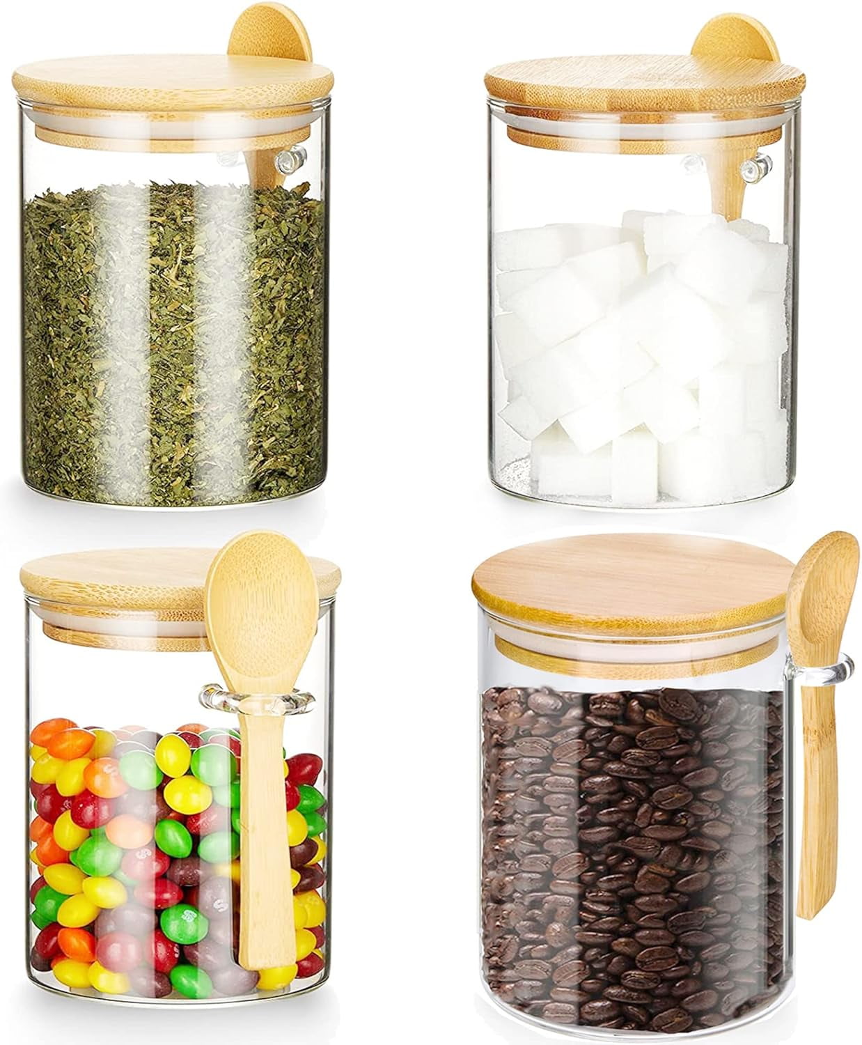 Glass Food Storage Containers with Lid17fl.oz, Glass Jars with Airtight ...