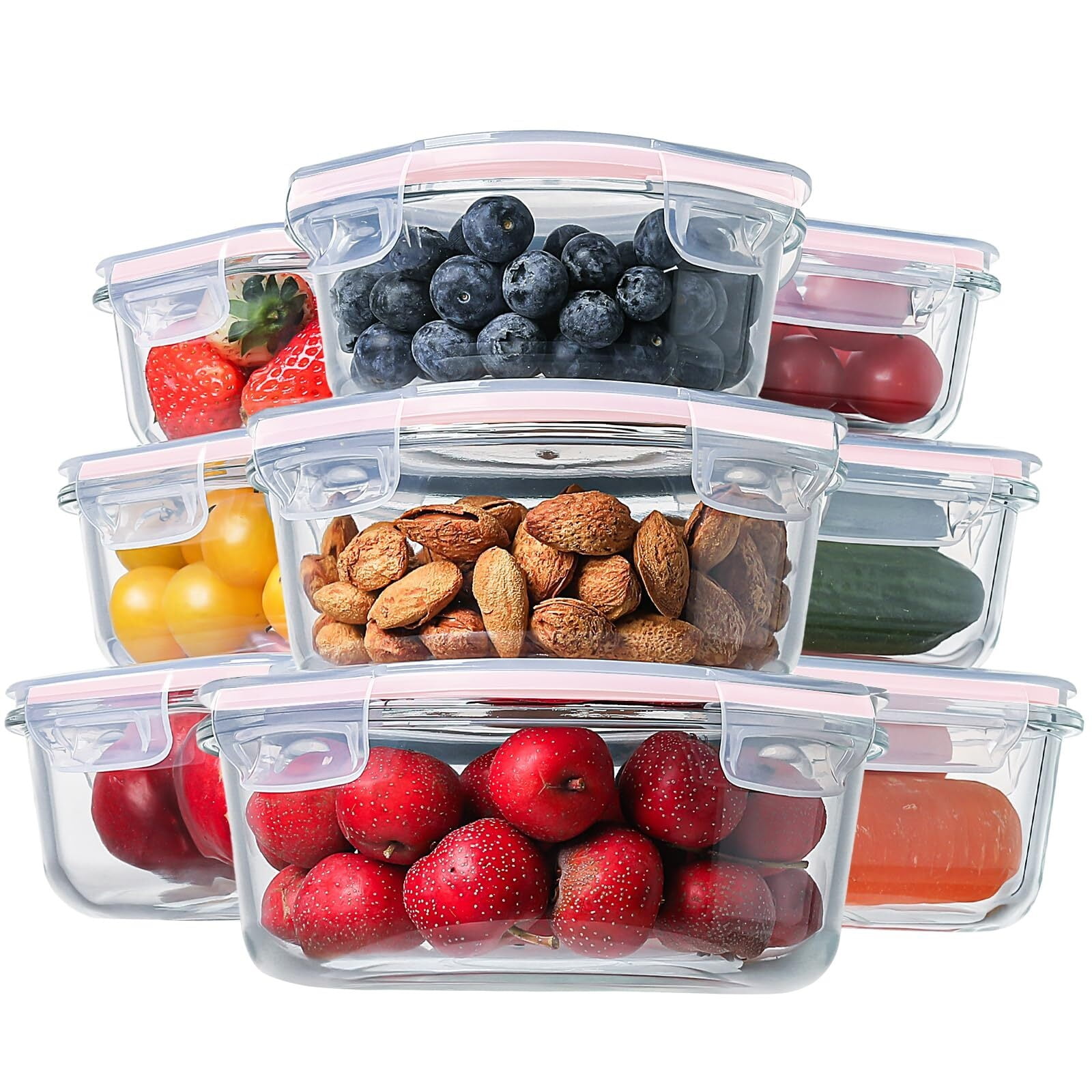 Glass Food Storage Containers with Lids, [18 Piece] Glass Meal Prep ...