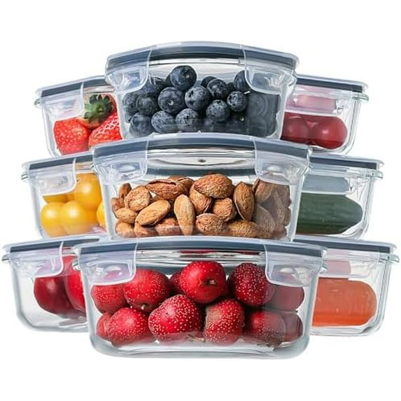 Glass Food Storage Containers with Lids, [18 Piece] Glass Meal Prep ...
