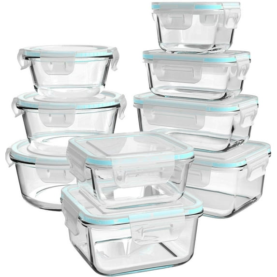 Glass Food Storage Containers with Lids, [18 Piece] Glass Meal Prep ...