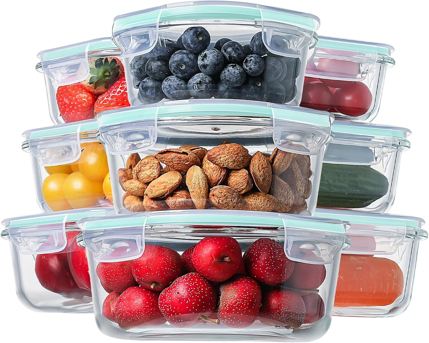 Glass Food Storage Containers with Lids, [18 Piece] Glass Meal Prep ...