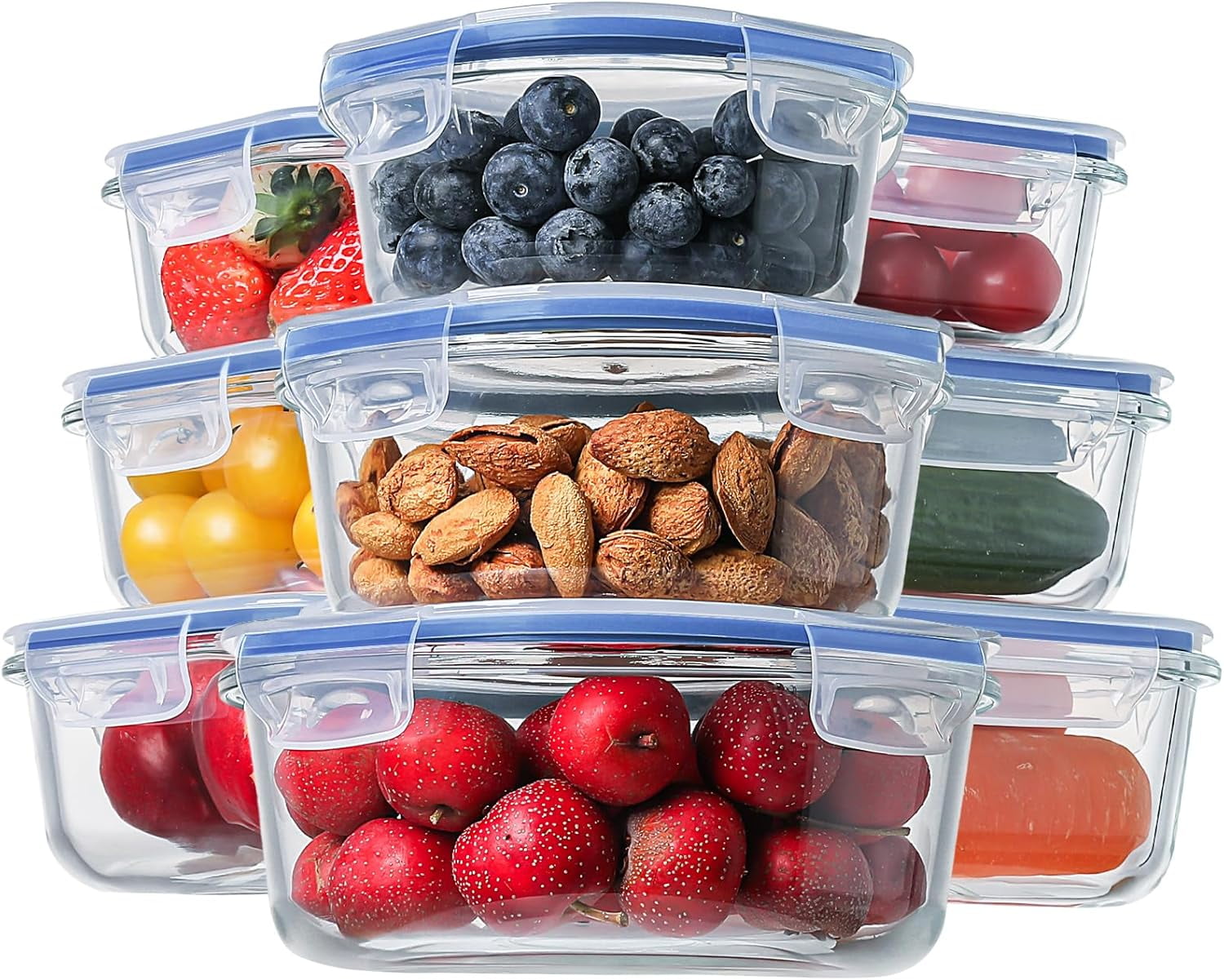 Glass Food Storage Containers with Lids, [18 Piece] Glass Meal Prep ...