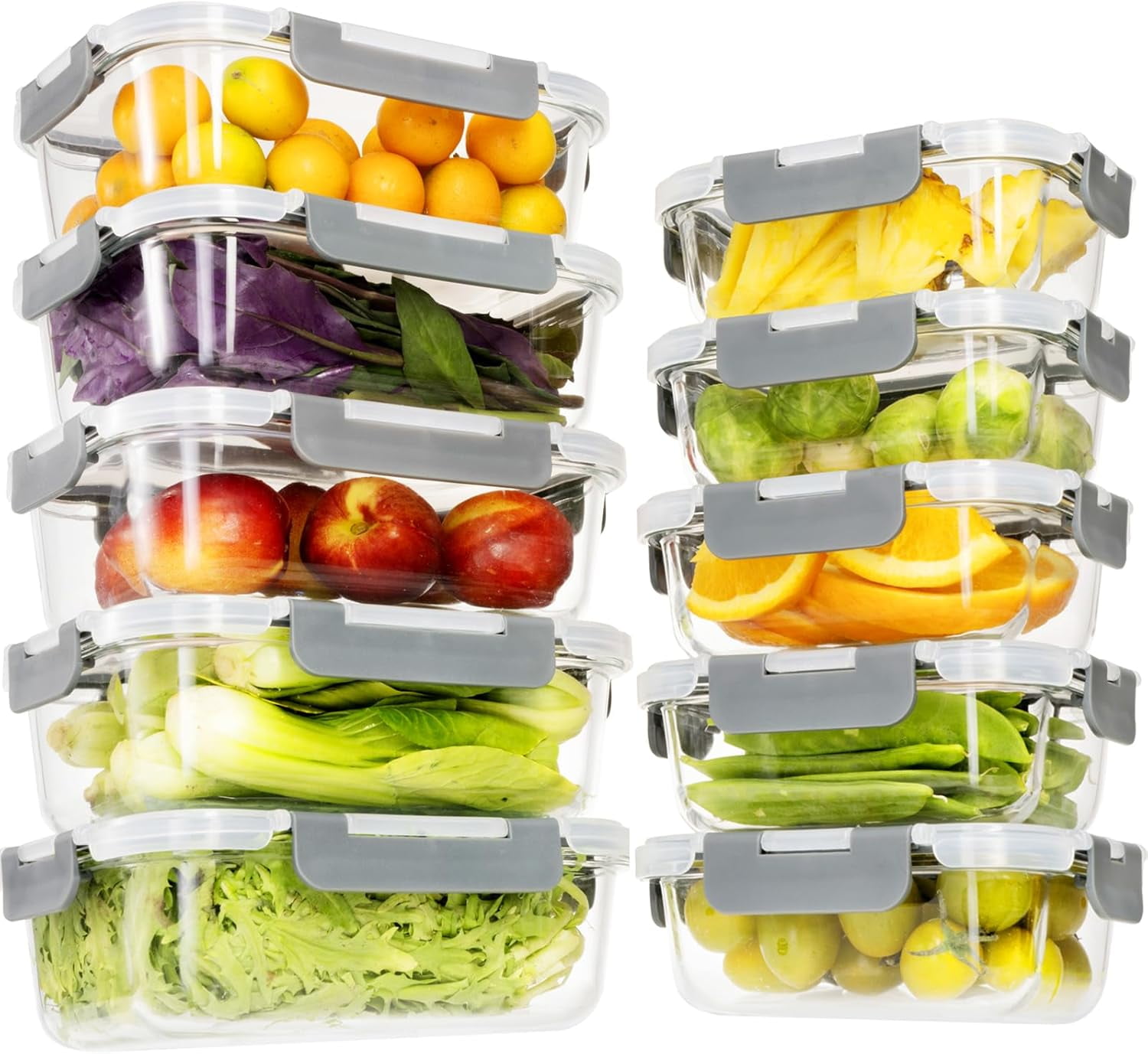 Glass Food Storage Containers with Lids,20 Pieces Glass Storage ...