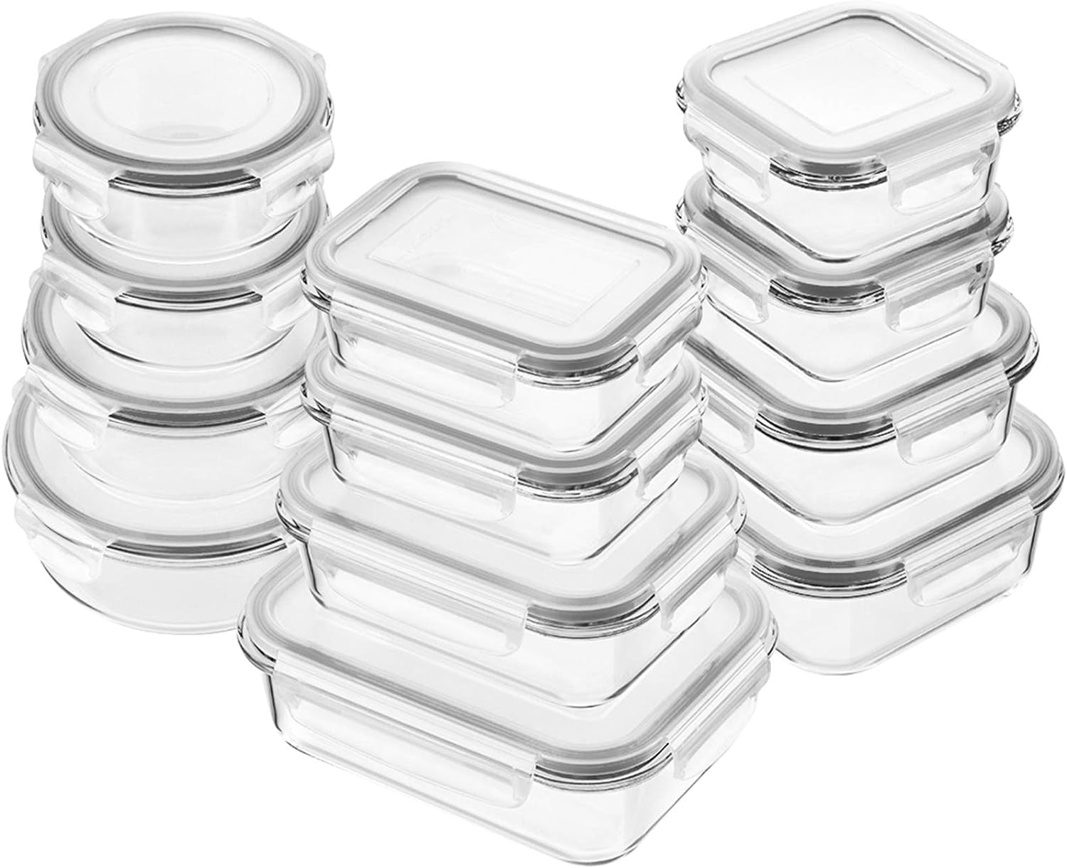 Glass Food Storage Containers with Lids, [24 Piece] Glass Meal Prep ...