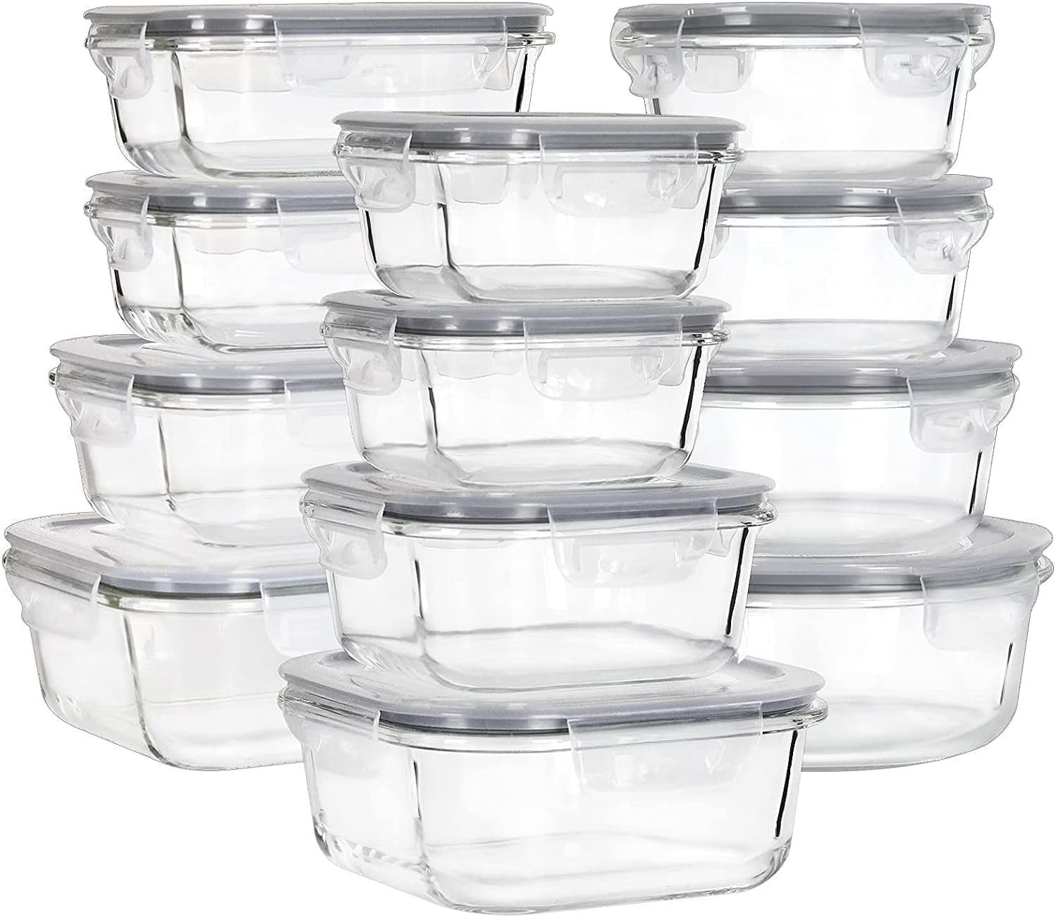 Glass Food Storage Containers with Lids, [24 Piece] Meal Prep ...