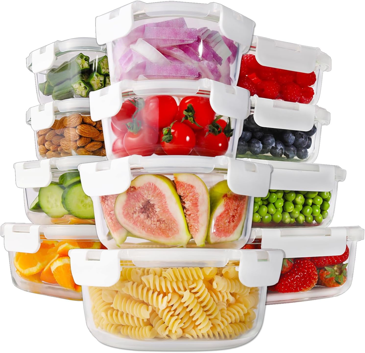 Glass Food Storage Containers with Lids, Glass Meal Prep Containers ...