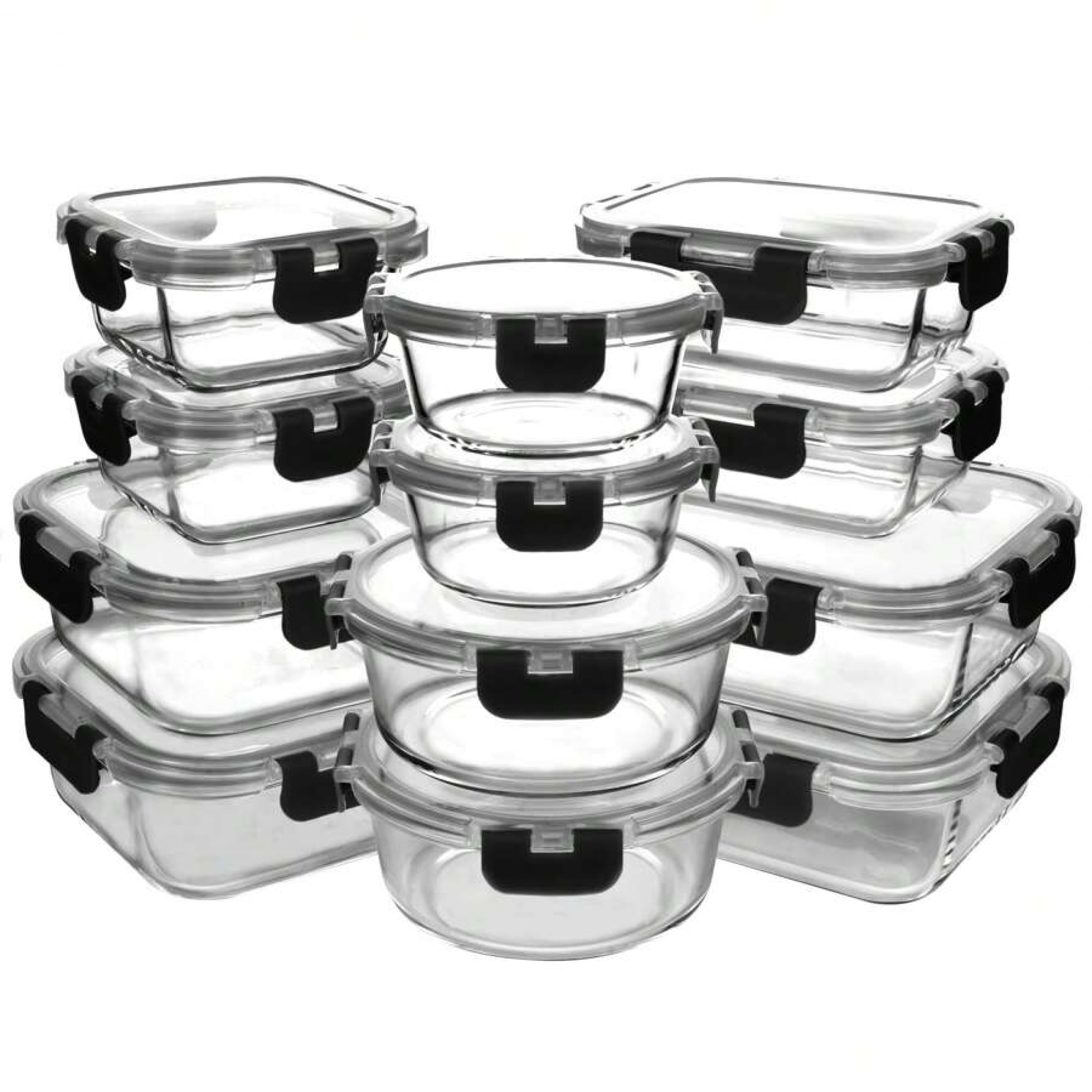 Glass Food Storage Containers With Lids Set, Airtight Glass Meal Prep ...