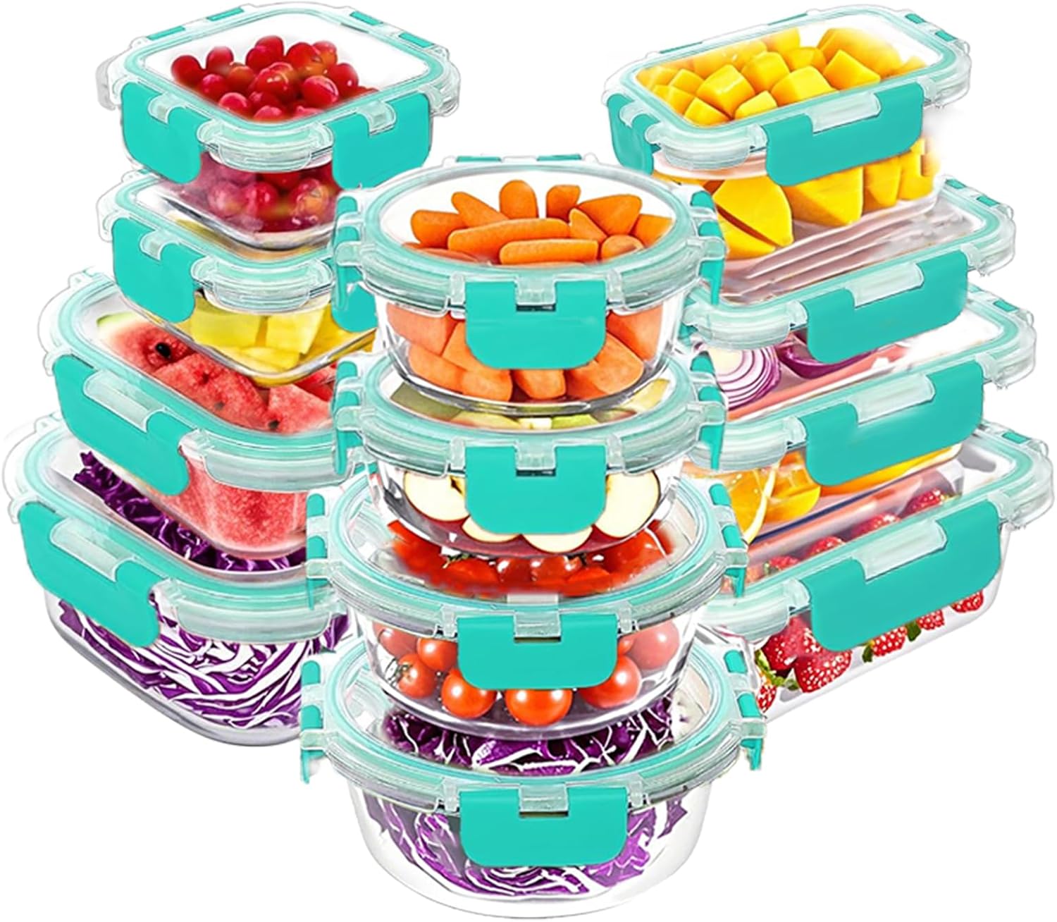 Glass Food Storage Containers Set, Airtight Glass Lunch Containers ...