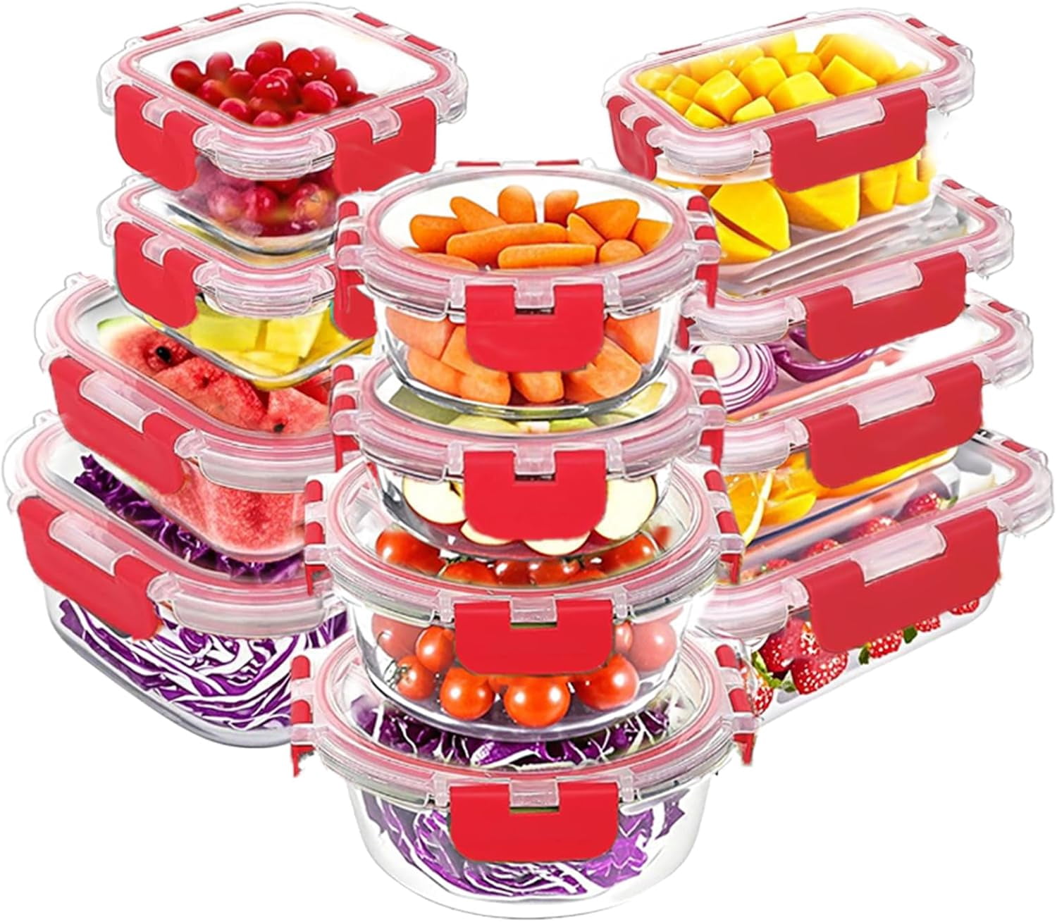Glass Food Storage Containers Set, Airtight Glass Lunch Containers ...