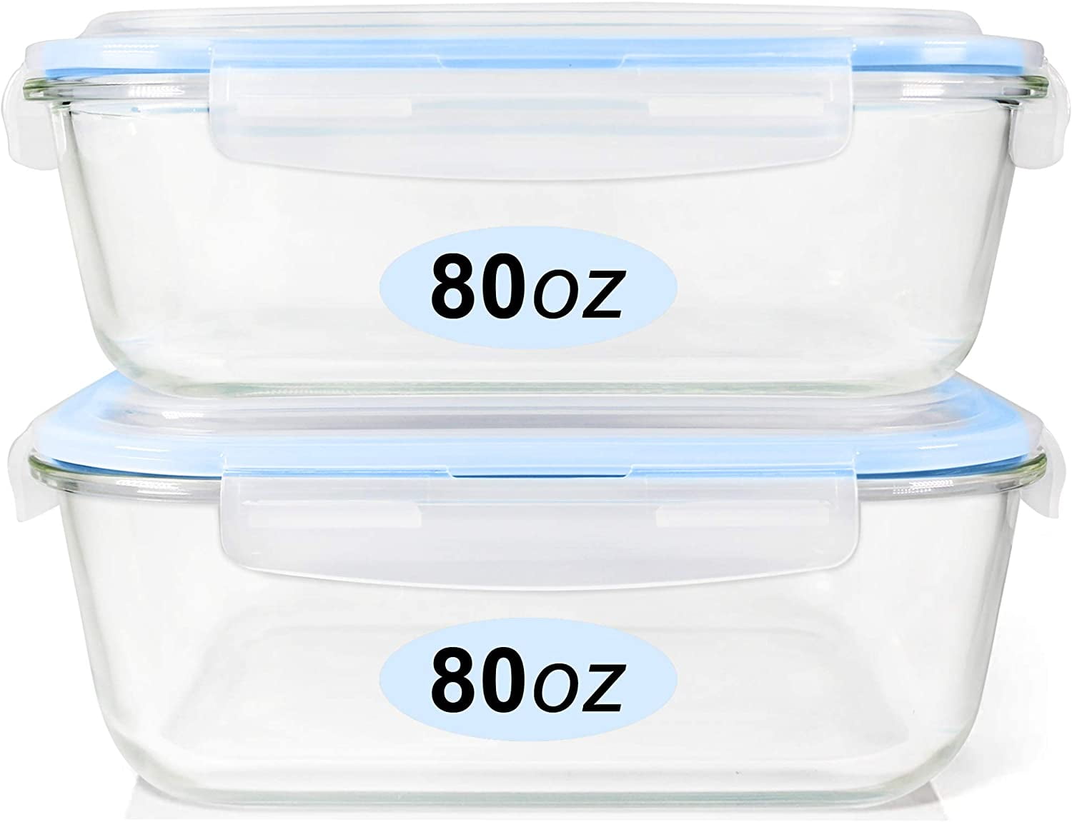 Glass Food Storage Containers Set, Large Size Containers with Lids, BPA ...
