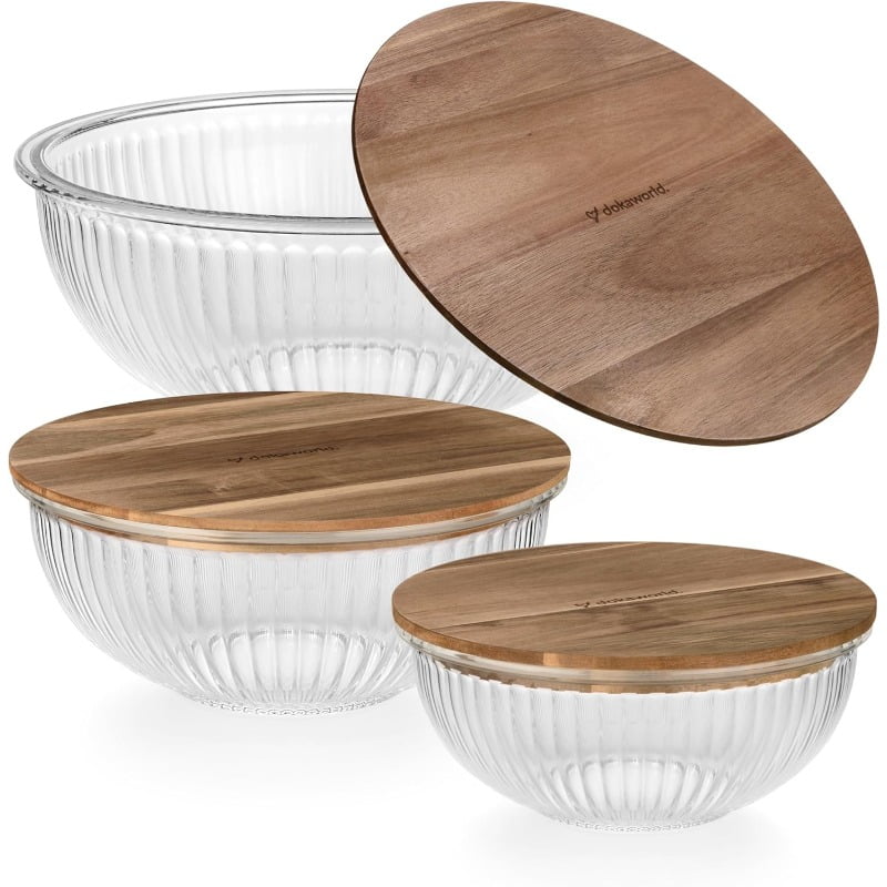 Glass Food Storage Containers With Acacia Lids – Glass Meal Prep ...